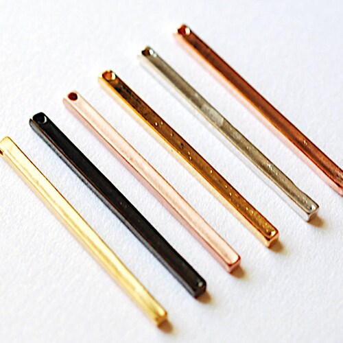 Shiny Vermeil Gold Rectangle Bar Drop 18k Gold Plated Over - Etsy