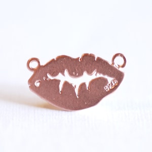 Matte Rose Gold Vermeil Lips Connector Charm- 18k Gold Over Sterling ...
