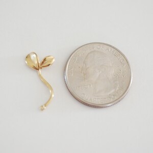 Shiny Vermeil Gold Sprout Charm Connector- 22k Gold Plated Sterling ...