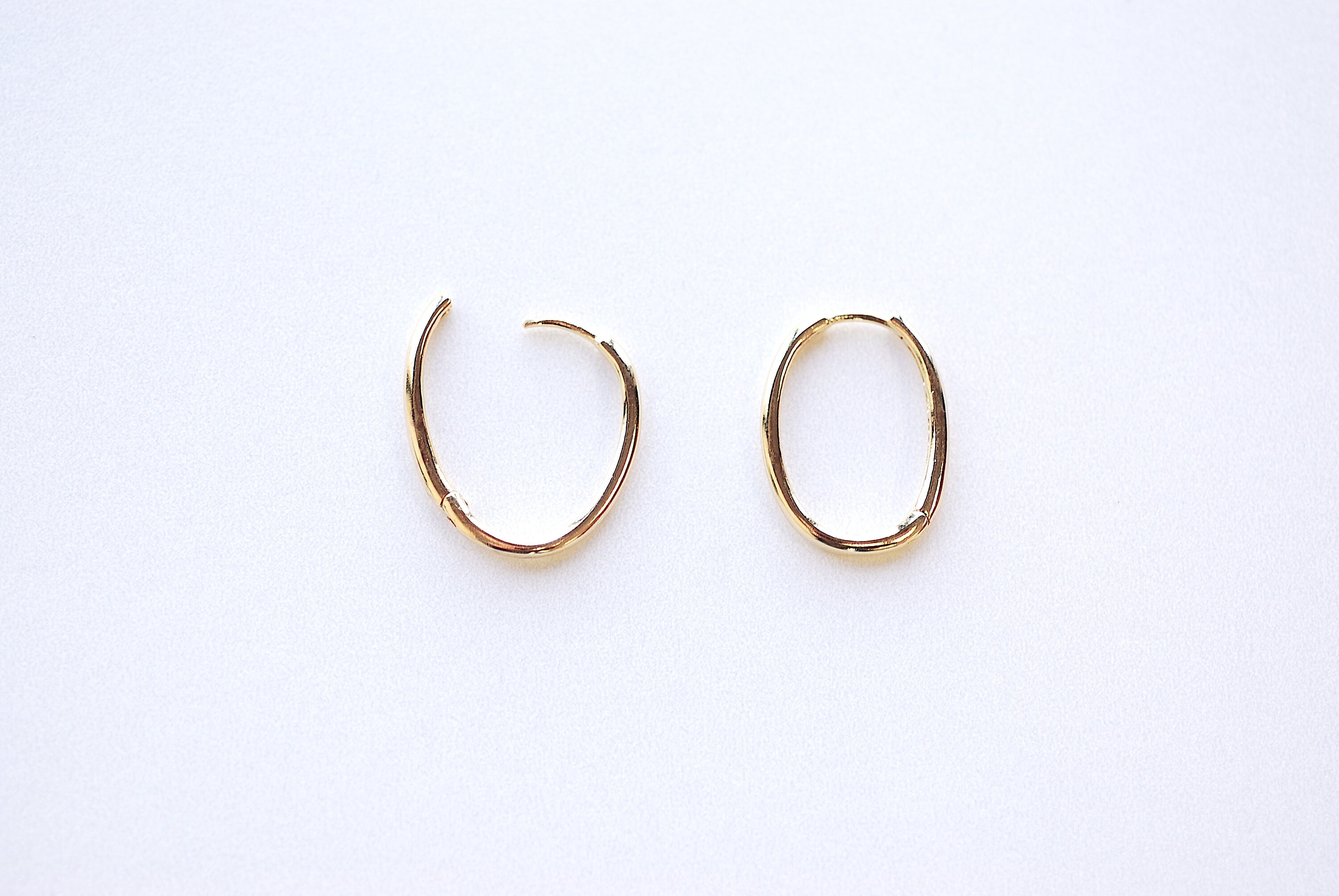 Gold Oval Hoop Earrings Gold 18k Gold Plated 925 Sterling | Etsy