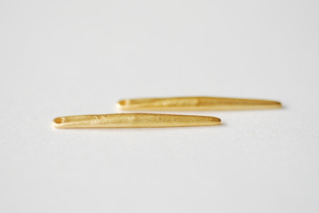 Matte Vermeil Gold Small Needle Charm- 18k Gold Plated Over Sterling ...