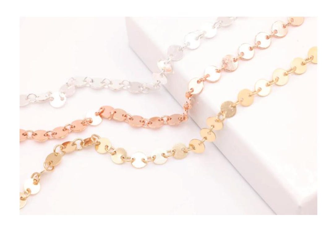 1 Foot - 14K Gold Filled 4mm Sequin Disc Chain- Gold Filled Round Disc ...