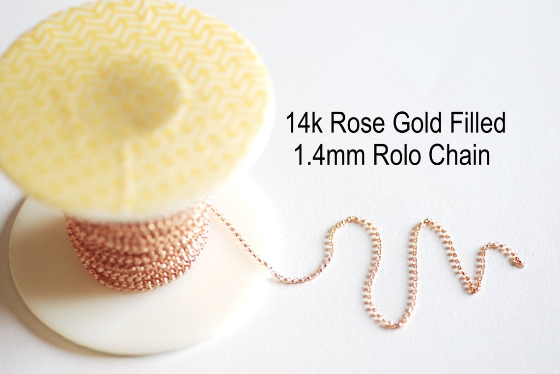 14k Rose Gold Filled Rolo Chain 1.4mm Unfinished Rolo Chain | Etsy