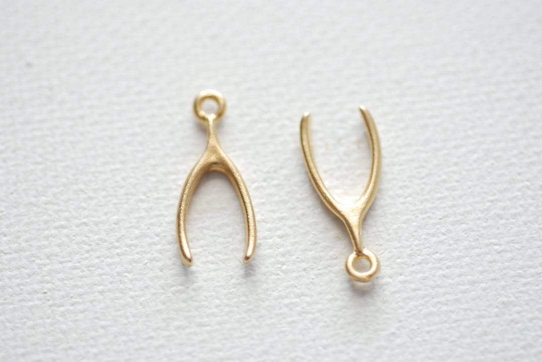 2 Pcs Vermeil Gold Wishbone, 18kt Gold Plated Over Sterling Silver ...