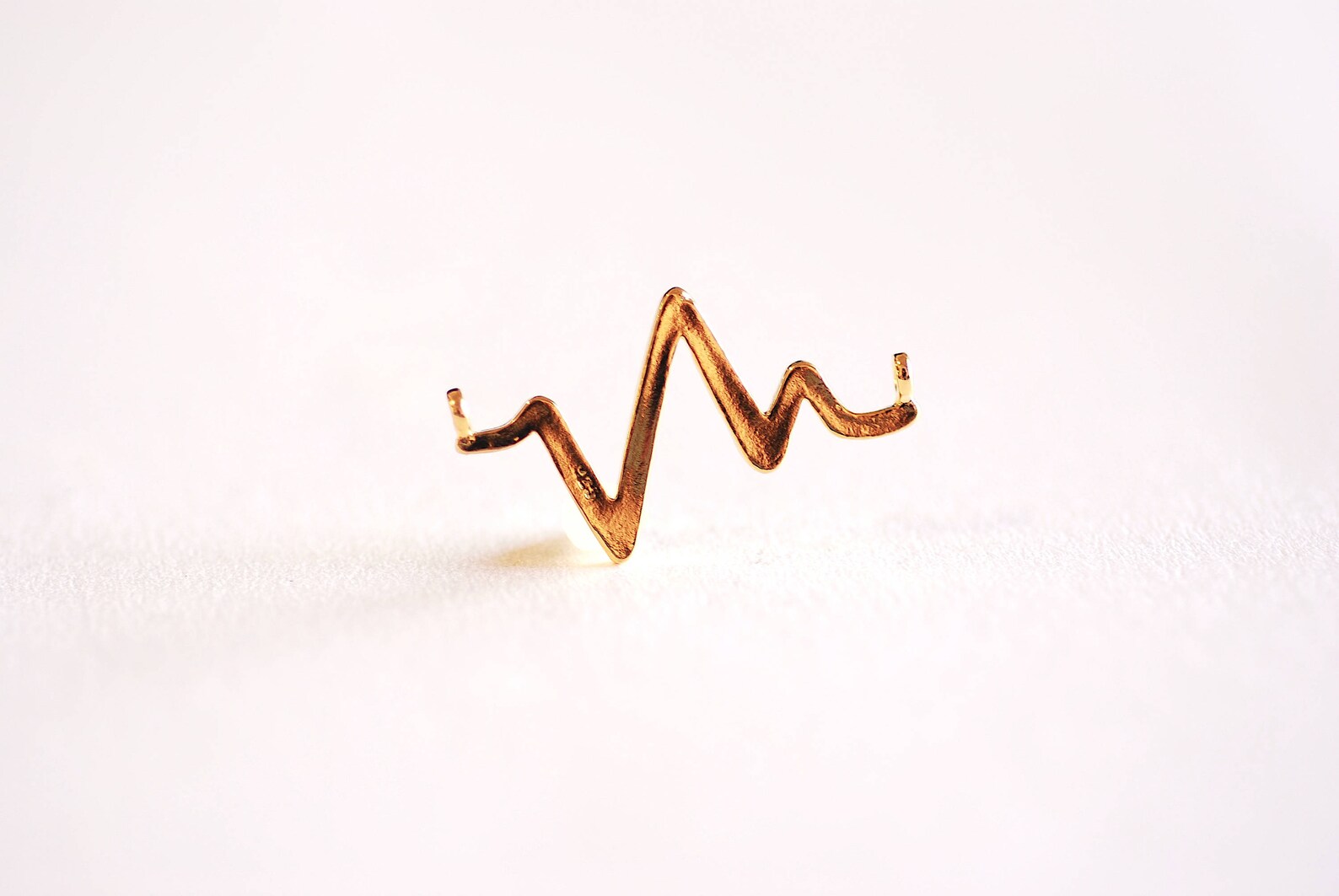 Shiny Gold Heartbeat Pulse Connector Charm, Vermeil Gold Wave Connector ...