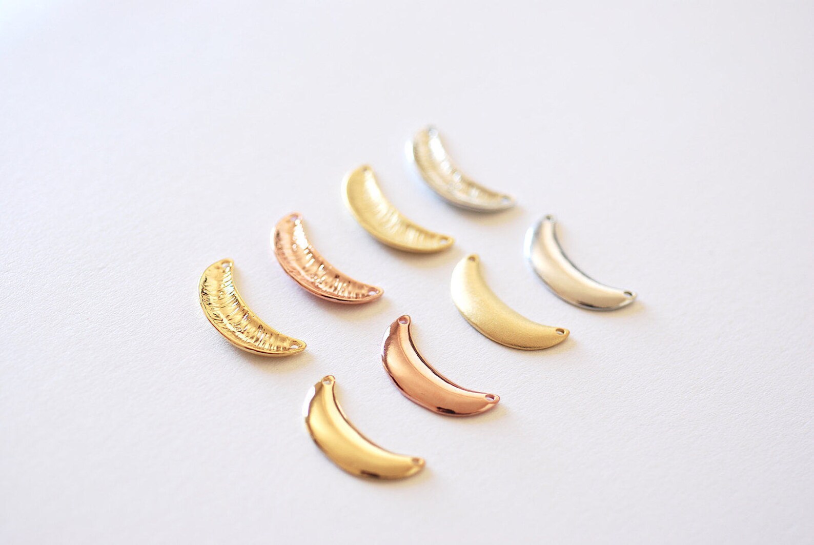Matte Gold Moon Connector Charm- Gold Half Moon Charm, Half Circle ...