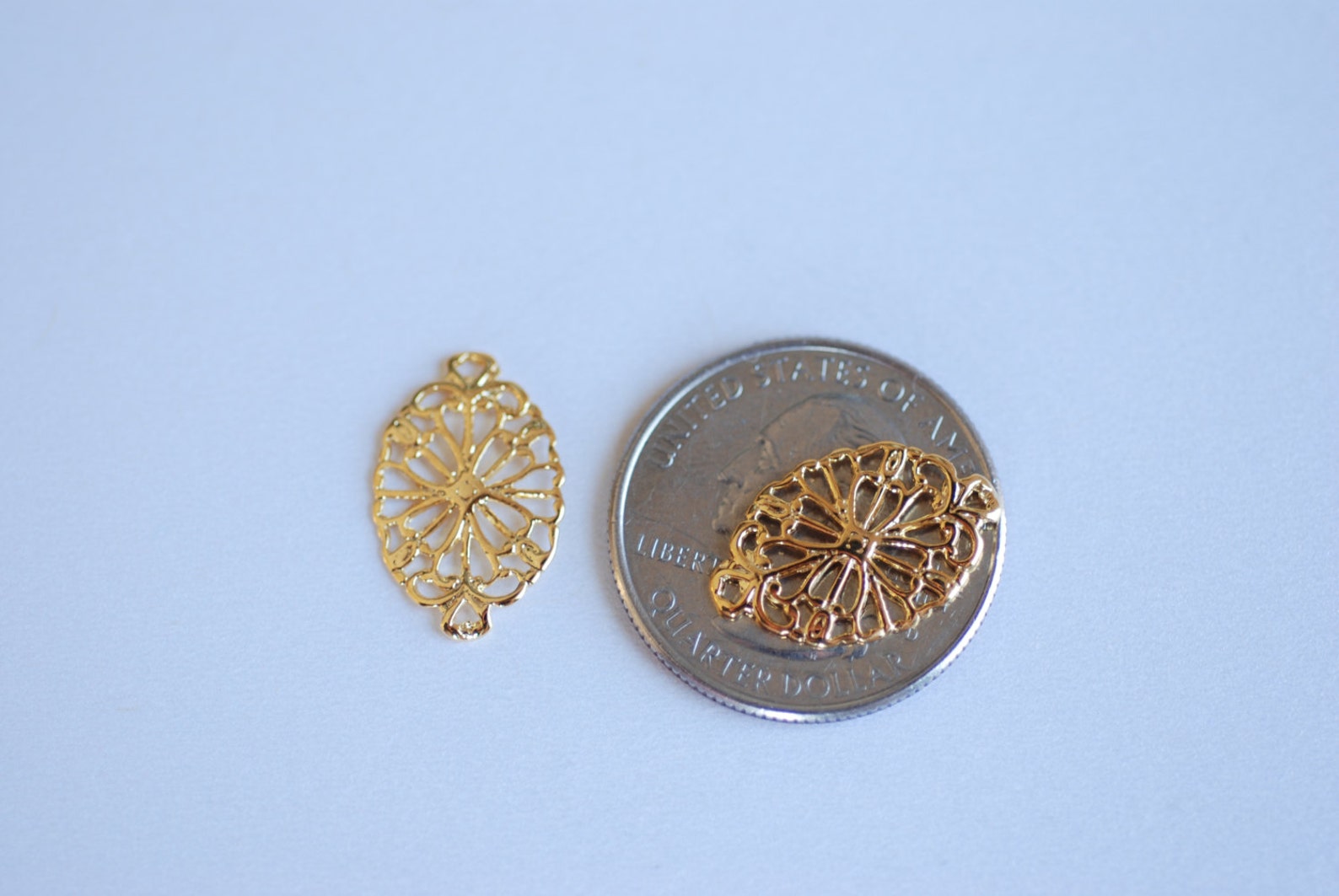 Shiny Vermeil Gold Filigree Flower Connector Charm- 18k Gold Plated ...