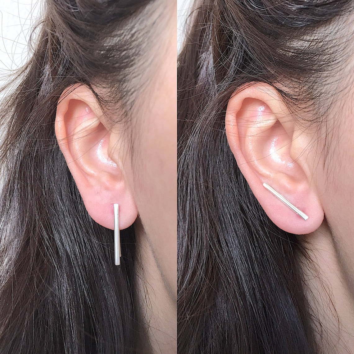 Sterling Silver Bar Earrings- 925 Silver Line Earrings, Silver Stick ...