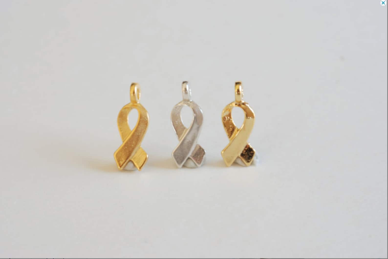 Vermeil Rose Gold Breast Cancer Ribbon 18k Gold Plated - Etsy
