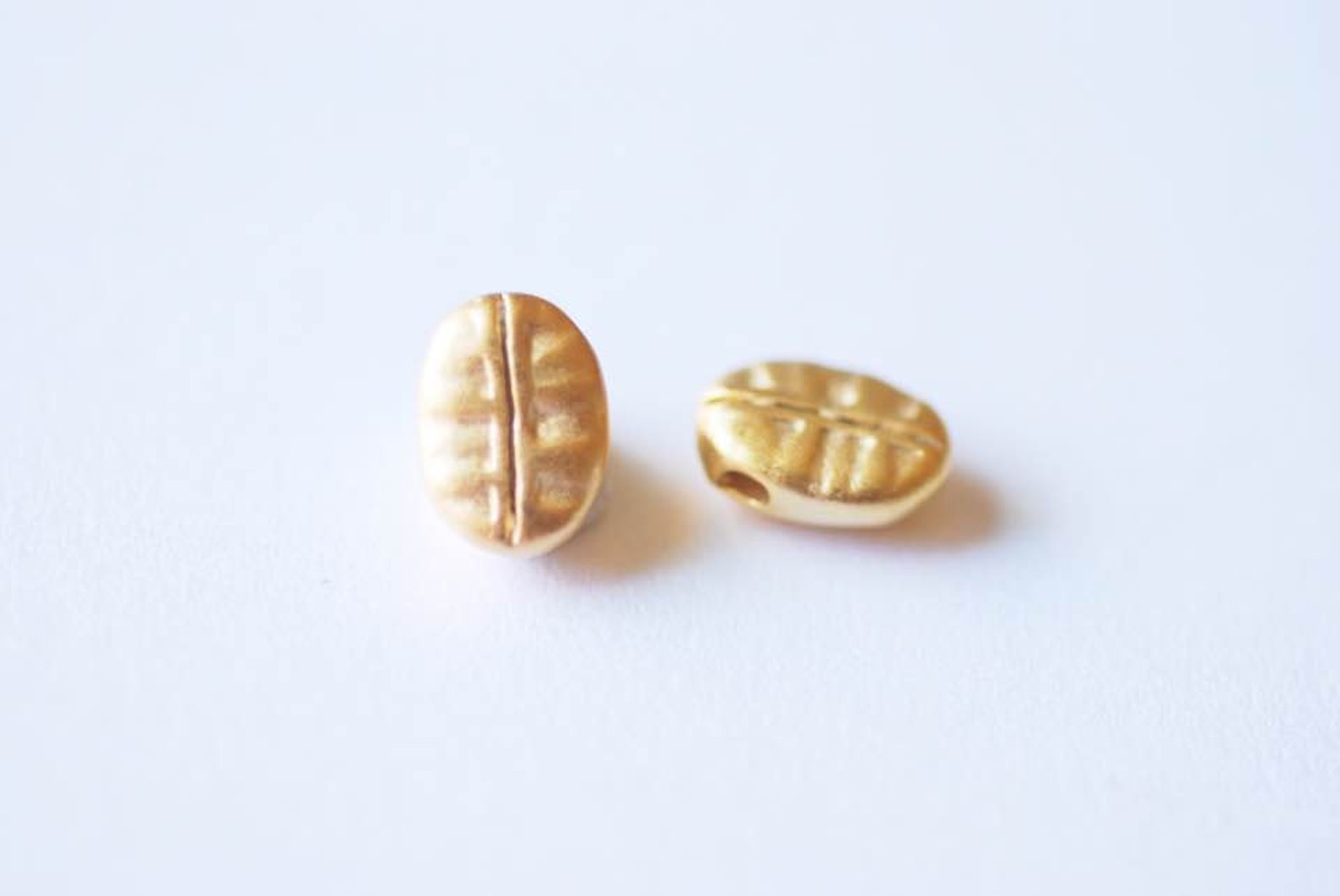 Matte Vermeil Gold Coffee Bean Charm- 18k Gold Plated Over Sterling ...