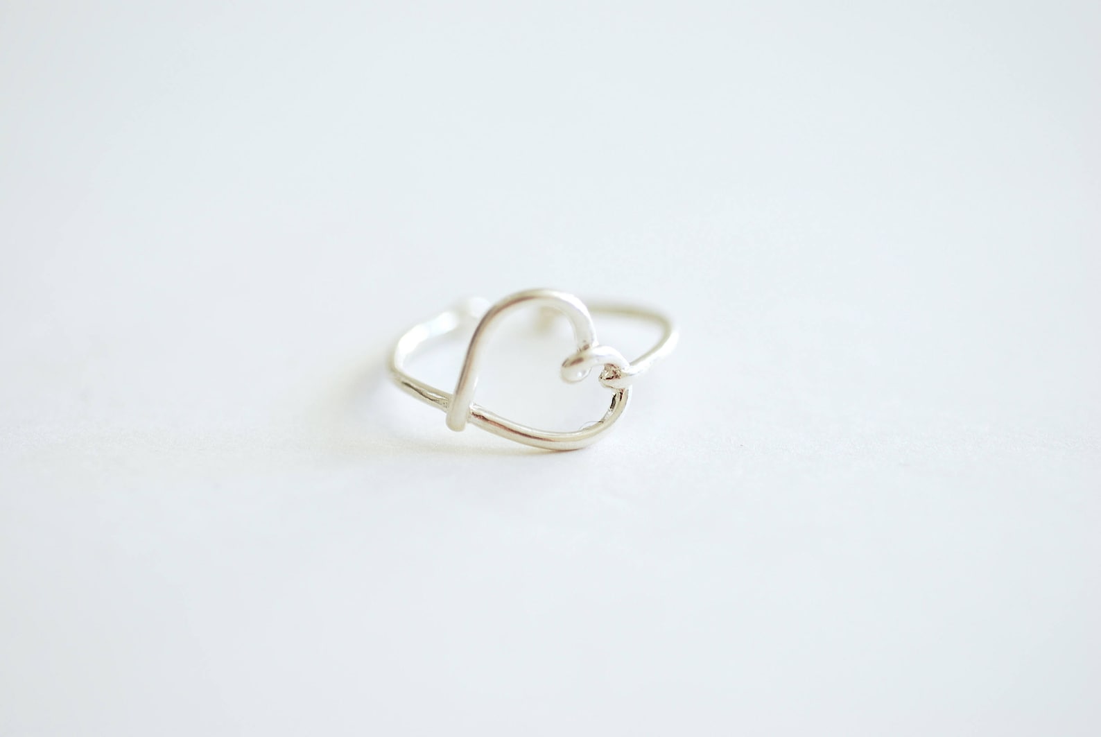 Heart Wire Adjustable Ring 925 Sterling Silver Heart Ring - Etsy