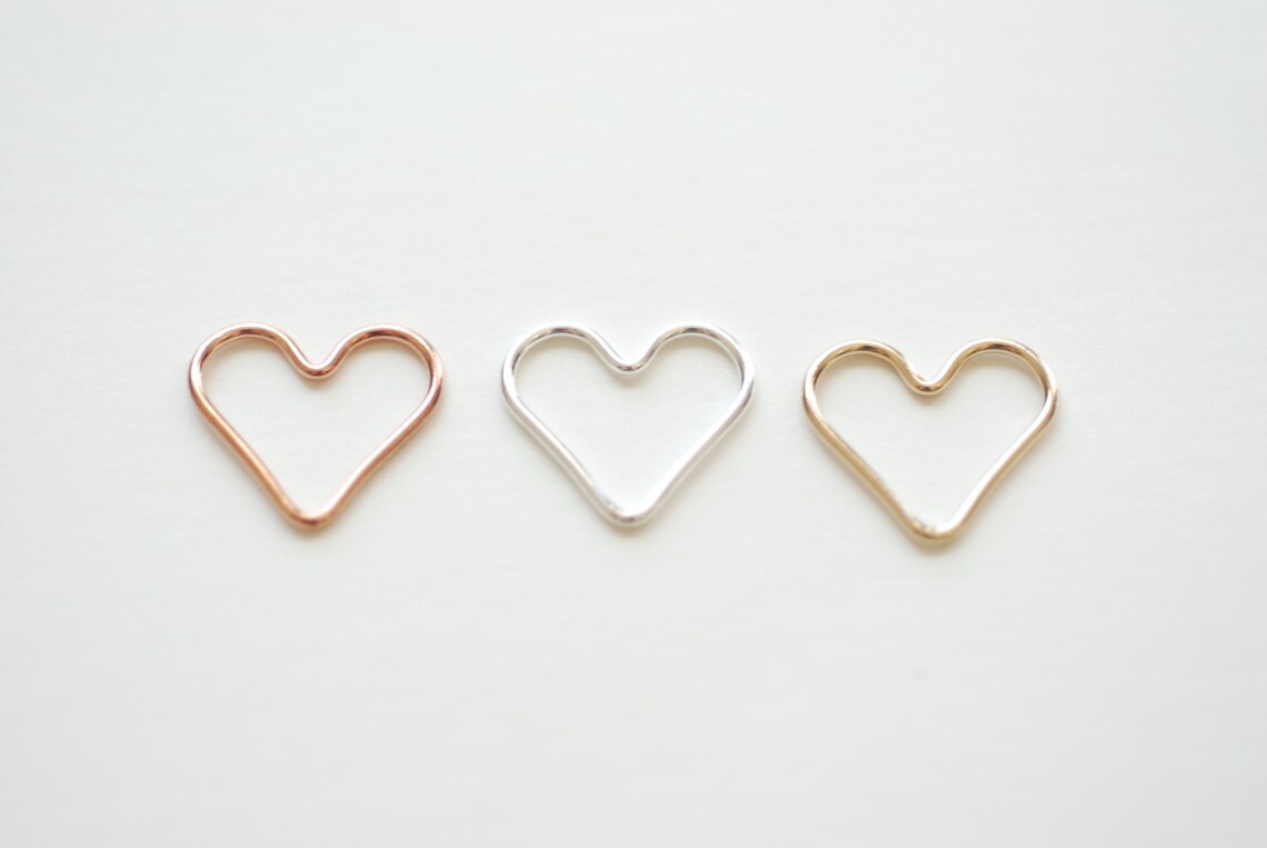 14k Gold Filled Open Wire Heart, Gold Fill Heart Connector Link Spacer ...