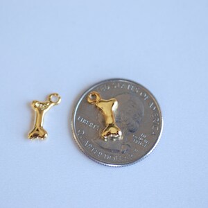 Shiny Vermeil Dog Bone Gold Charm - Small Dog Bone, Man's Best Friend ...