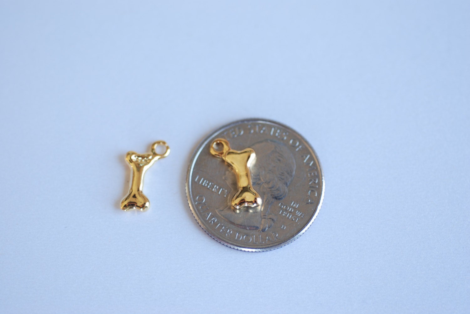 Shiny Vermeil Dog Bone Gold Charm - Small Dog Bone, Man's Best Friend ...