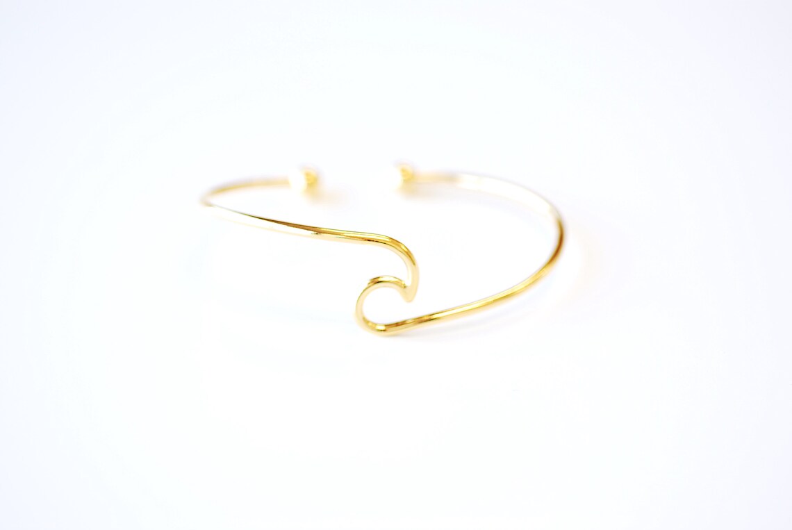 Wave Bracelet Wave Bangle 925 Sterling Silver or 18k Gold - Etsy