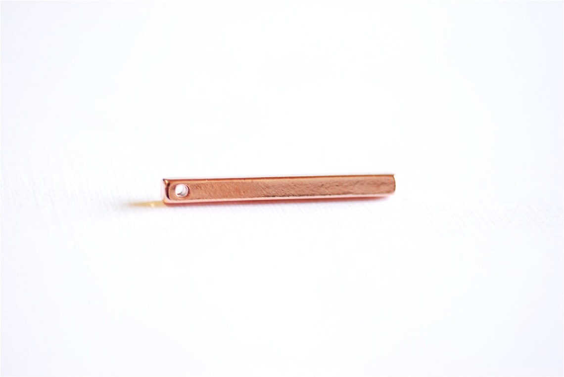 Shiny Pink Rose Vermeil Gold Rectangle Bar Drop 18k Gold - Etsy