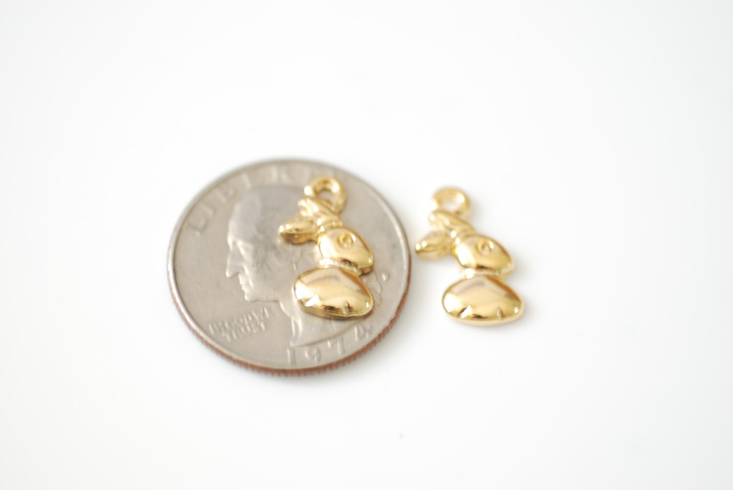 Vermeil Gold Bunny Rabbit Charm 18k Gold Plated Over Sterling | Etsy