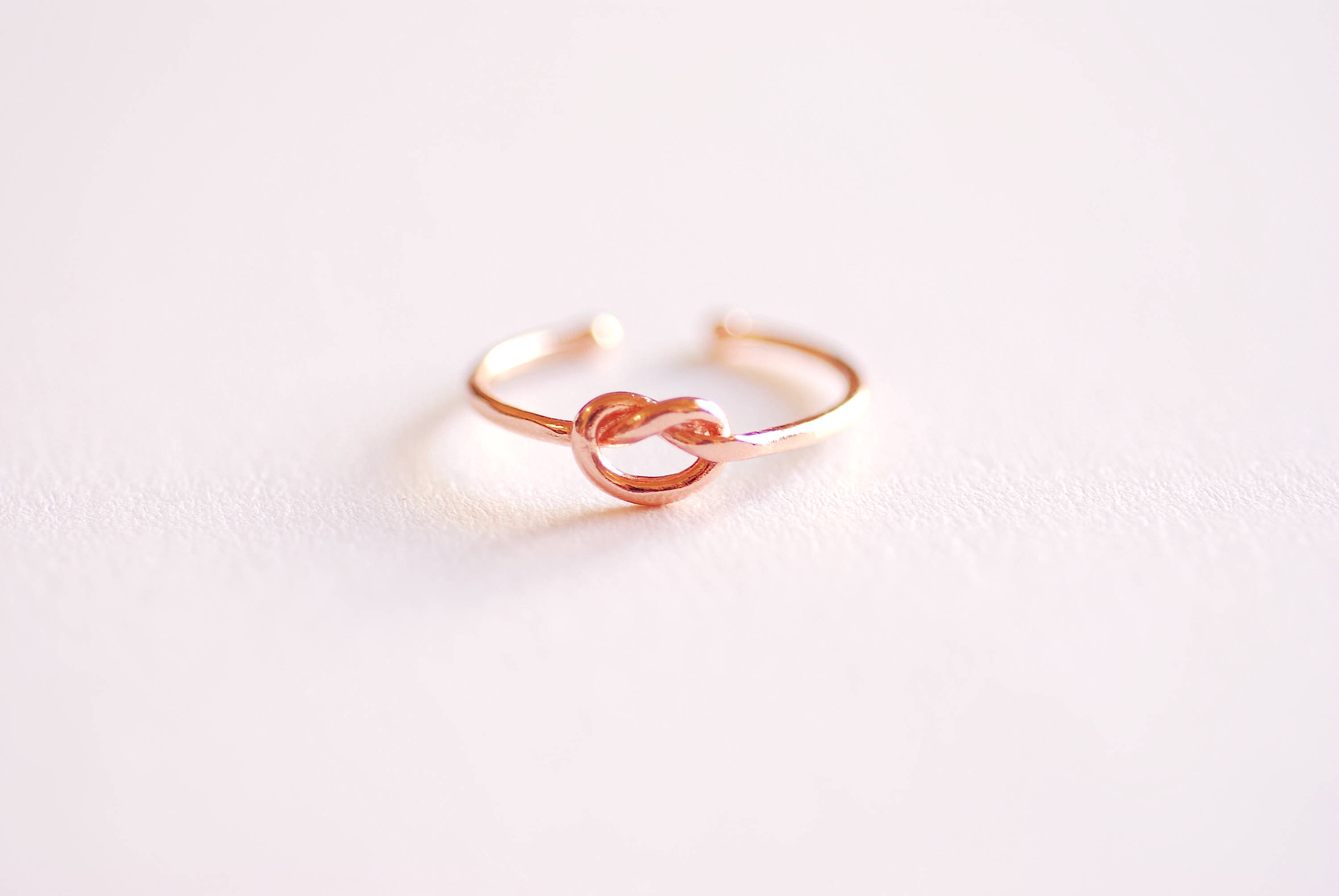Shiny Pink Rose Gold Love Knot Ring Love Knot Adjustable | Etsy