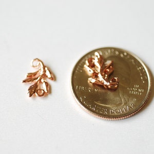 2pcs Shiny Vermeil Rose Gold Fern Leaf Charm Connector -18k Gold Plated ...