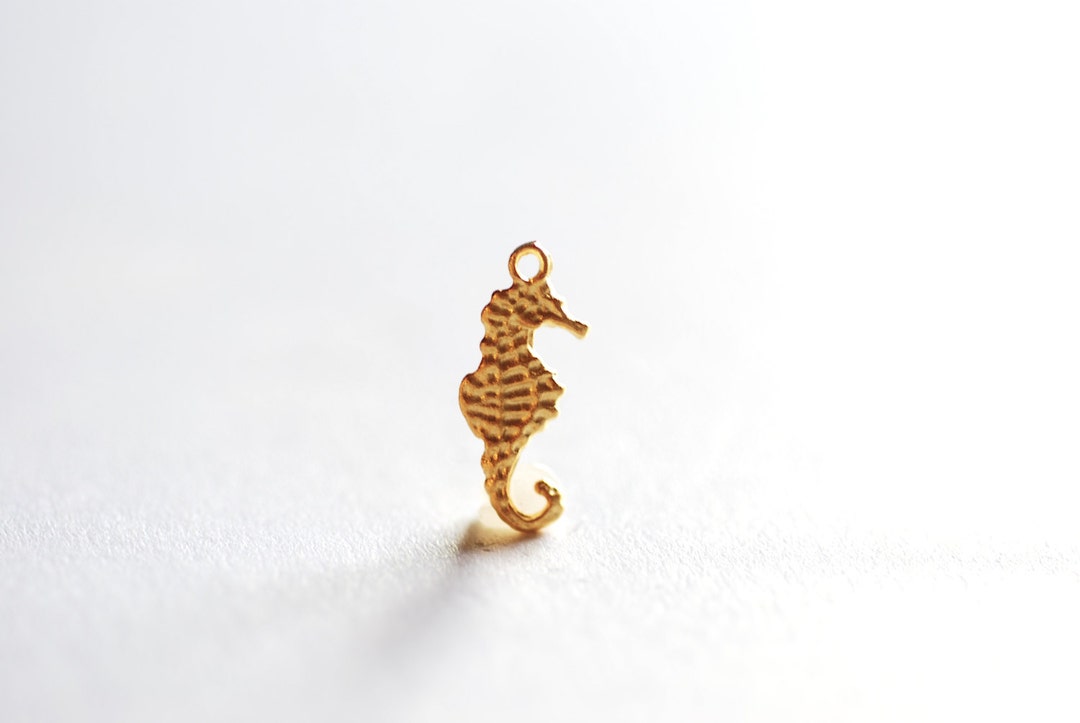 Matte Vermeil Gold Seahorse Charm 22k Gold Plated Sterling Silver, Gold ...
