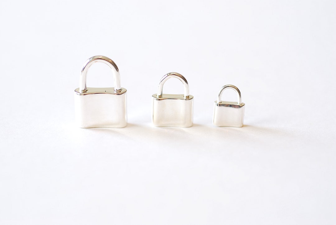 925 Sterling Silver Padlock Pendant, Lock Charm, Padlock Necklace, Gold ...