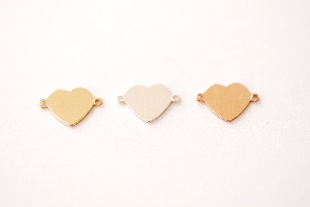10mm Small Heart Blank Connector Link Charm L Gold Filled 925 Sterling ...