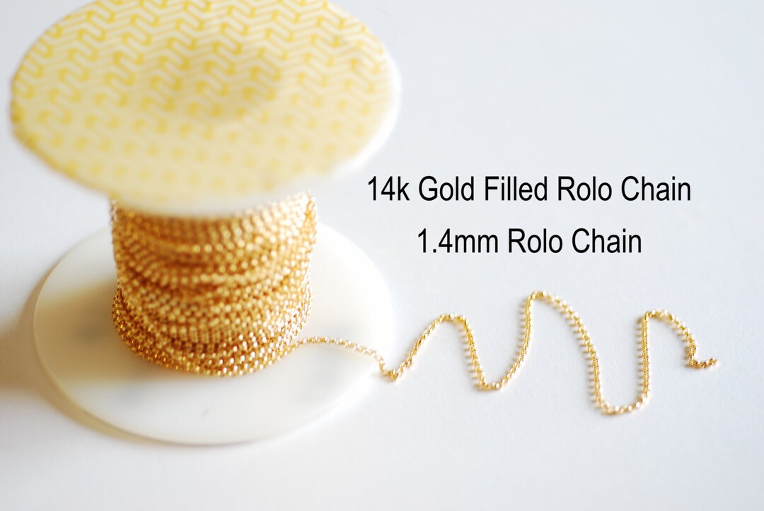 14k Gold Filled Rolo Chain- 1.4mm Unfinished Rolo Chain by Foot 14kt ...