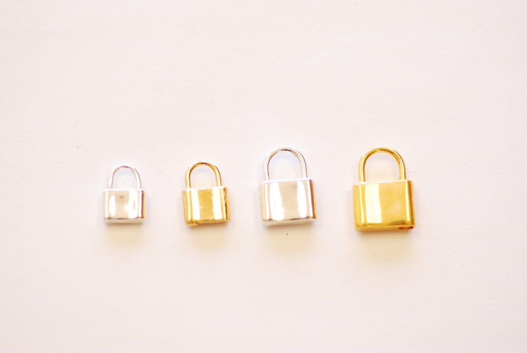 Vermeil Gold Padlock Charm - 18k Gold Plated Over 925 Sterling Silver ...