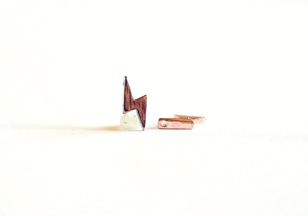 Pink Rose Gold Vermeil Lightning Bolt Charm- 22k Rose Gold Plated ...