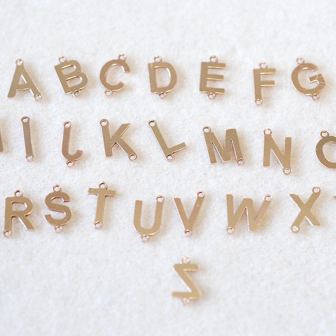 Gold Filled Letter Initial Connector Charm - 14/20 GF 925 Sterling ...