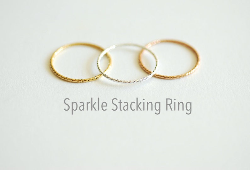 Sparkle 14k Rose Gold Filled Stacking Ring Simple Everyday - Etsy