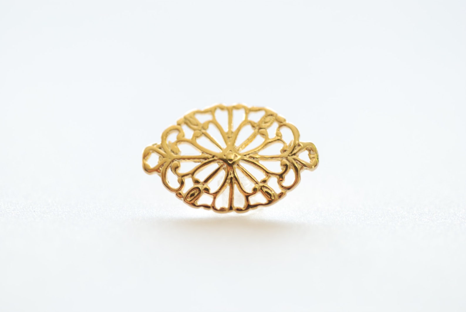 Shiny Vermeil Gold Filigree Flower Connector Charm- 18k Gold Plated ...