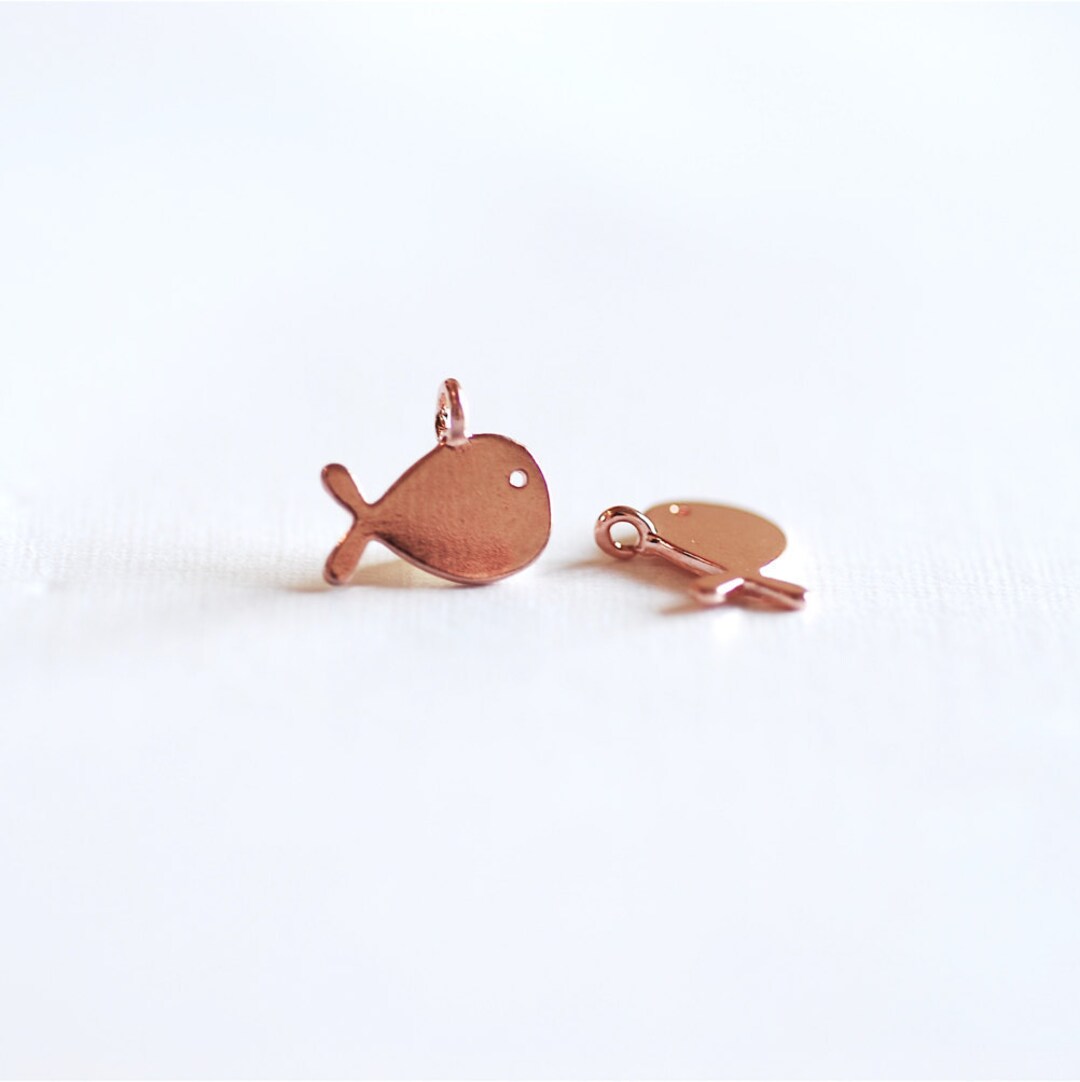 Pink Rose Gold Vermeil Fish Charm- 18k Rose Gold Plated Over Sterling ...