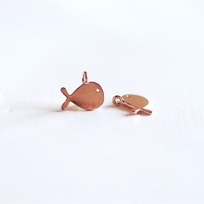 Pink Rose Gold Vermeil Fish Charm- 18k Rose Gold Plated Over Sterling ...