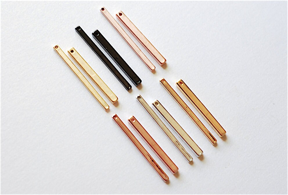 Shiny Vermeil Gold Rectangle Bar Drop 18k Gold Plated Over | Etsy