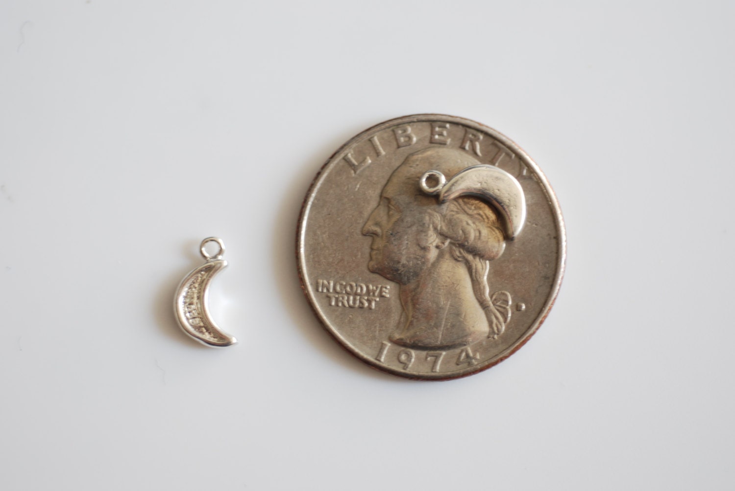 Sterling Silver Small Crescent Moon- 925 Silver Moon Charm, Silver Half ...