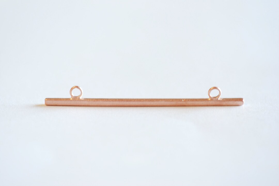 Matte Pink Rose Gold Long Bar Connector Charm- 22k Gold Plated Sterling ...