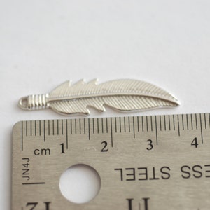 Sterling Silver Large Feather Pendant - 925 Silver Feather, Large ...
