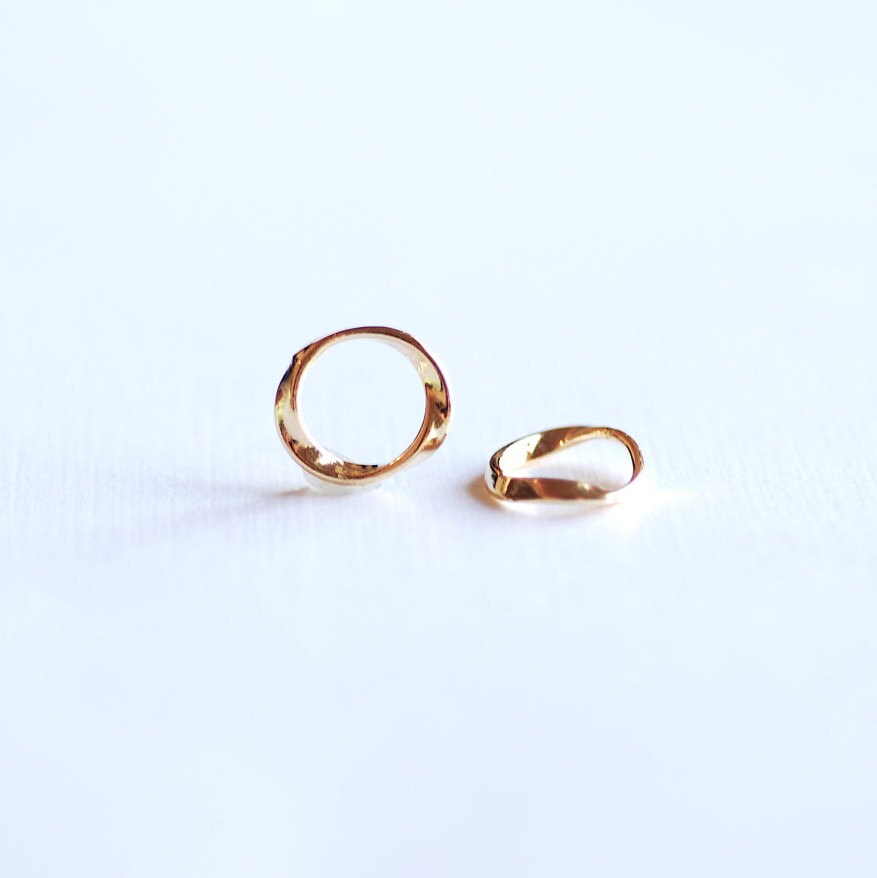 Shiny Vermeil Gold Wavy Round Open Circle Connector Ring 18k - Etsy