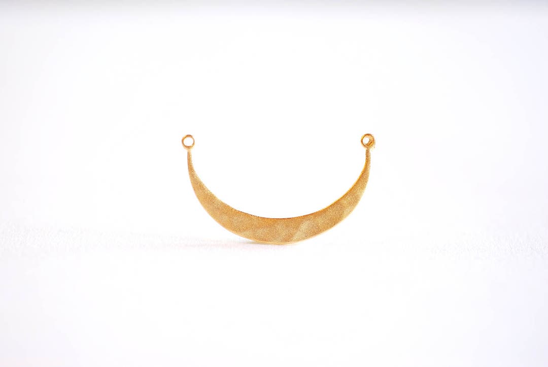 Matte Gold Hammered Crescent Moon Connector- Gold Half Moon Link Spacer ...