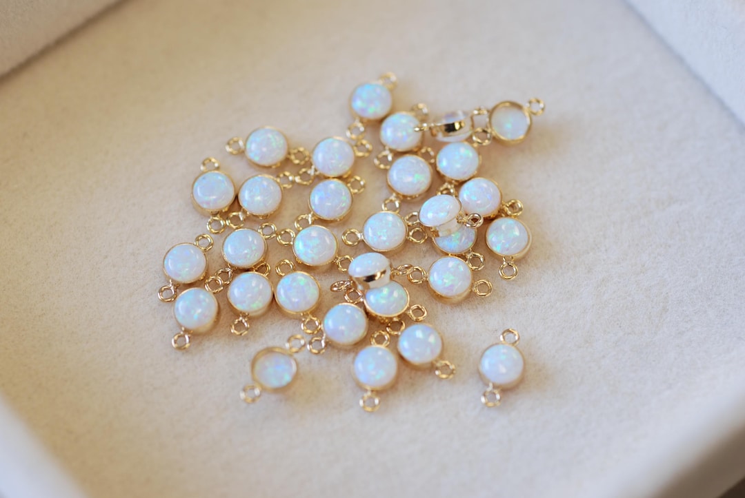 Gold Filled April White Opal Birthstone Gold Filled 4mm Connector ...