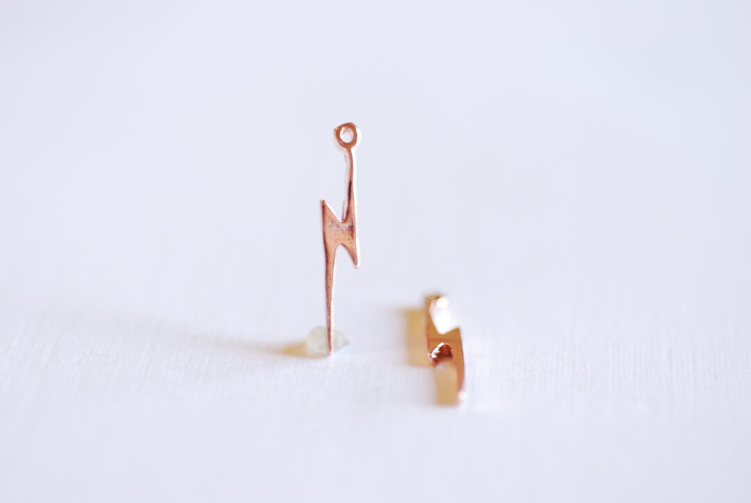 Pink Rose Gold Vermeil Lightning Bolt Charm- 18k Gold Plated Over ...