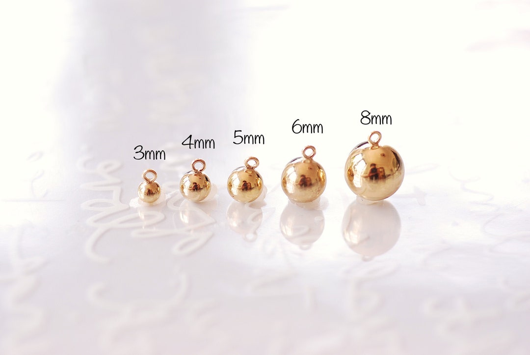 3mm 4mm 5mm 6mm 8mm 14k Gold Filled Ball Drop Pendant Circle Sphere ...