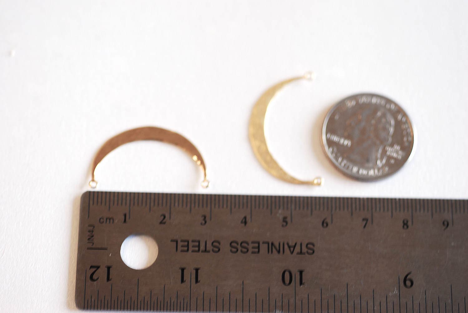 Sterling Silver Hammered Crescent Moon Connector- 925 Silver Hammered ...