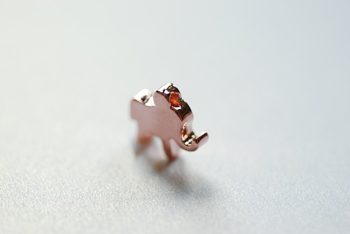 Vermeil Rose Gold Elephant Charm- 18k Gold Plated Over Sterling Silver ...