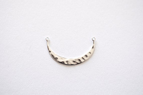 Sterling Silver Hammered Crescent Moon Connector 925 Silver - Etsy