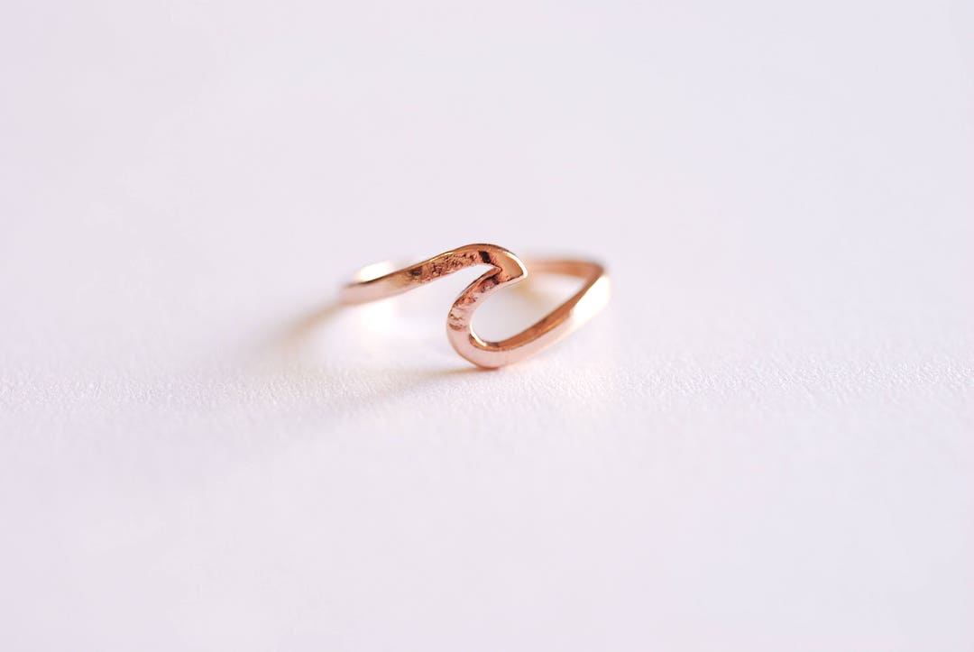 Shiny Pink Rose Adjustable Wave Ring Nalu Ring, Ocean Ring, Tidal Wave ...
