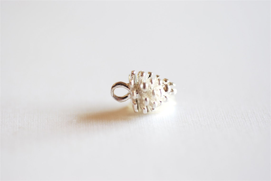 Sterling Silver Pinecone Charm- 925 Sterling Silver Pine Cone Pendant ...