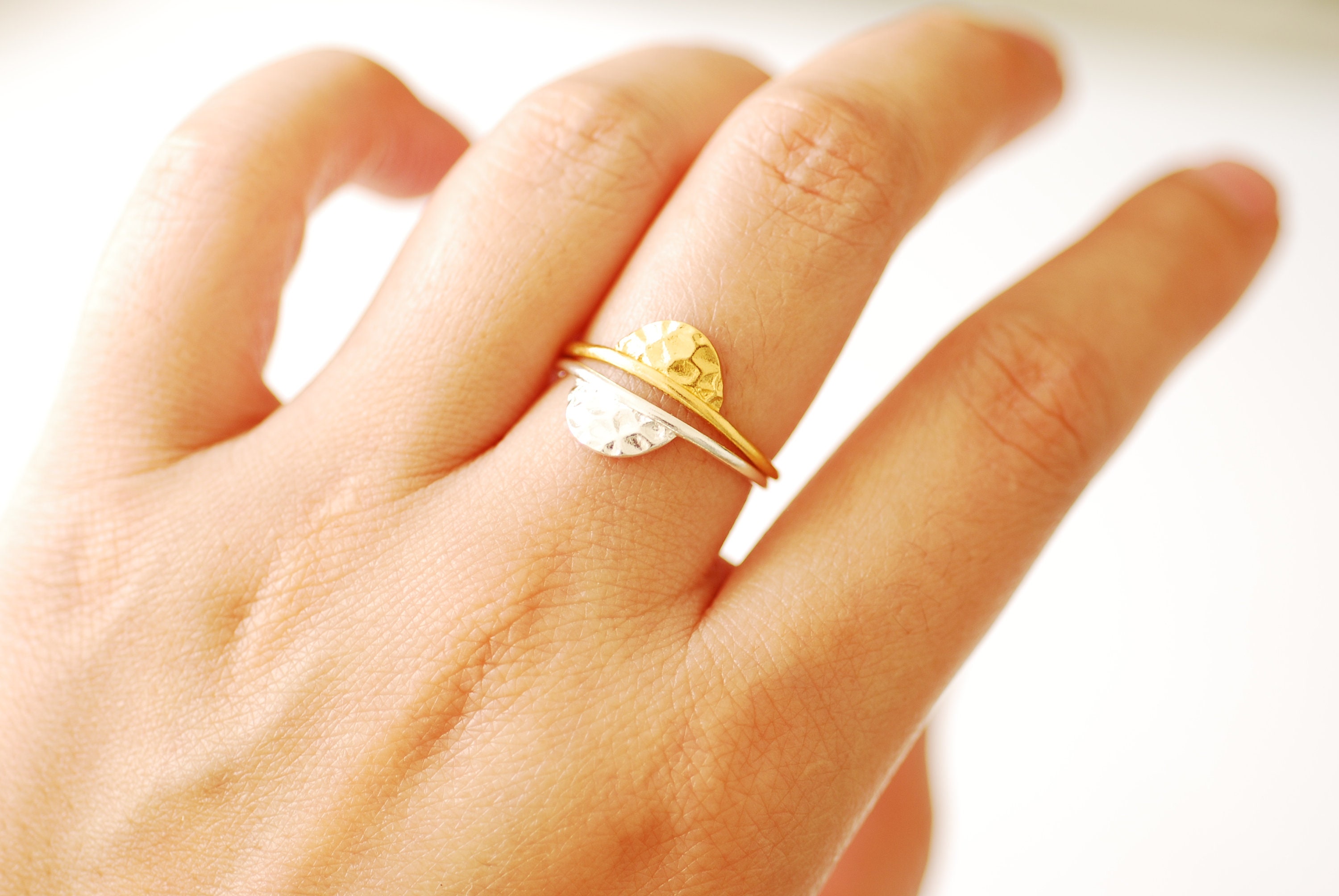 Hammered Half Circle Ring 925 Sterling Silver or Vermeil 18k | Etsy