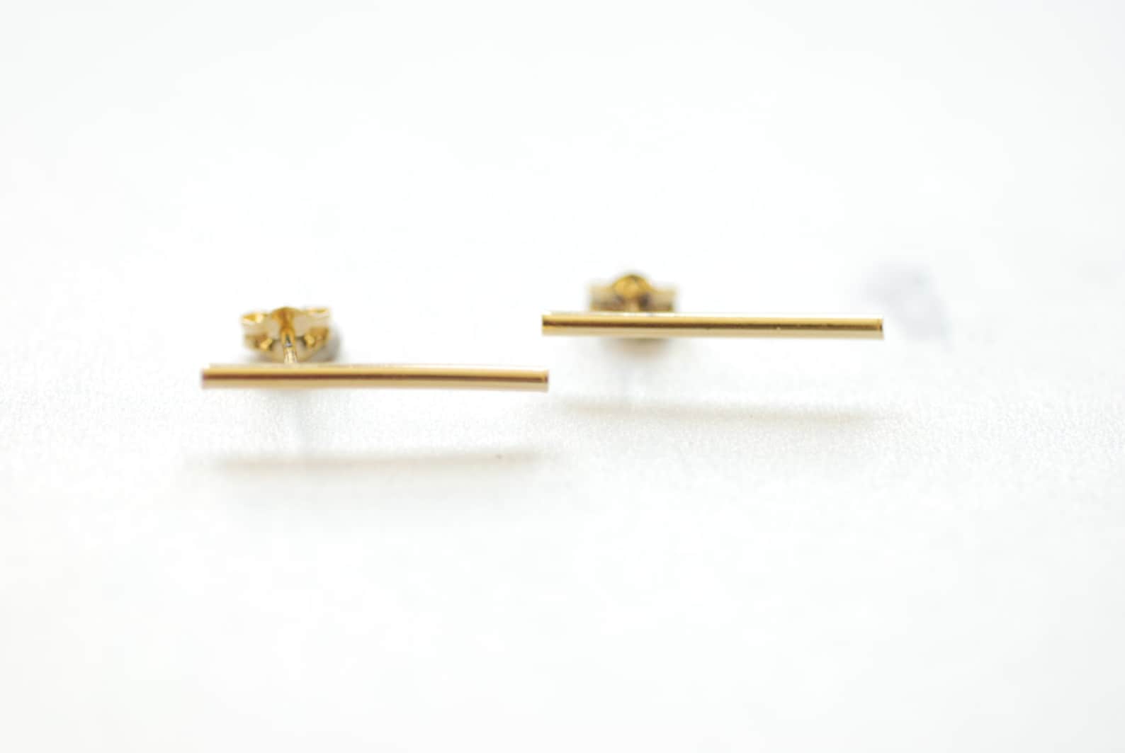Gold Bar Earrings Line Earrings Stick Earrings Bar Stud - Etsy